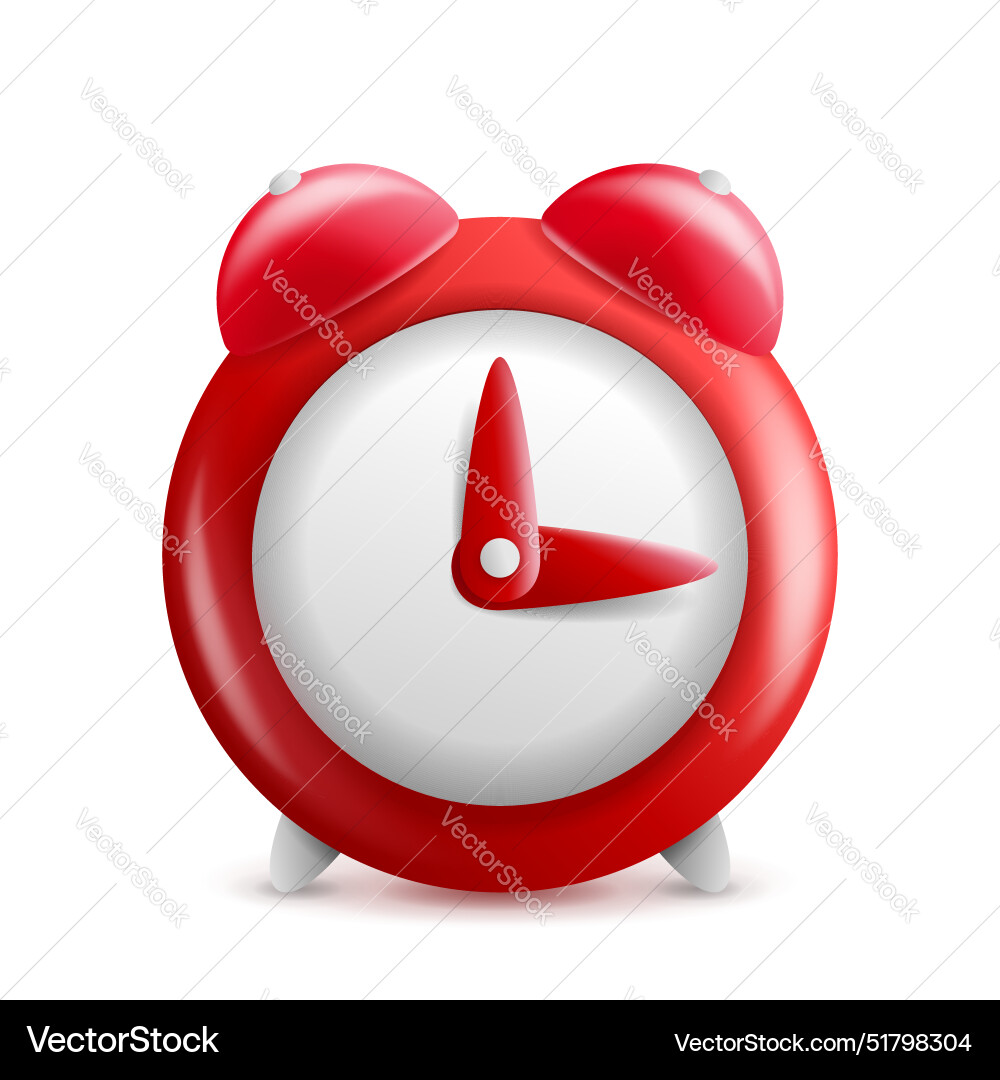 Red alarm clock in 3d decoration Royalty Free Vector Image