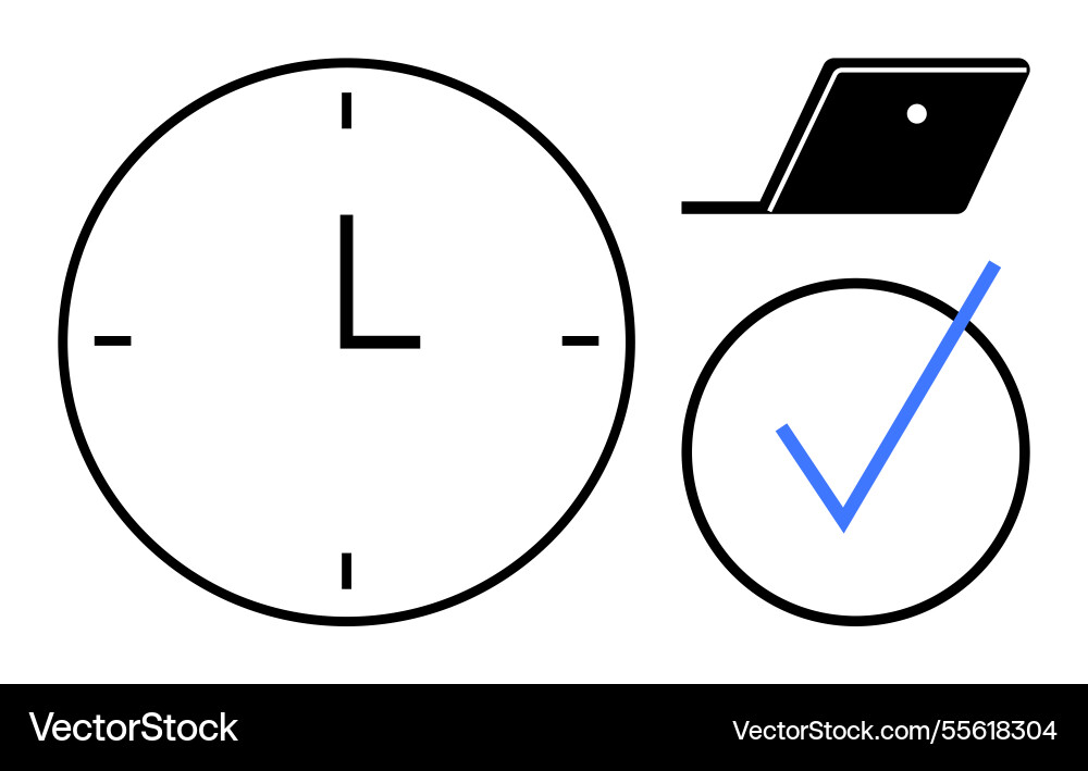 Time management for efficient work clock laptop Vector Image