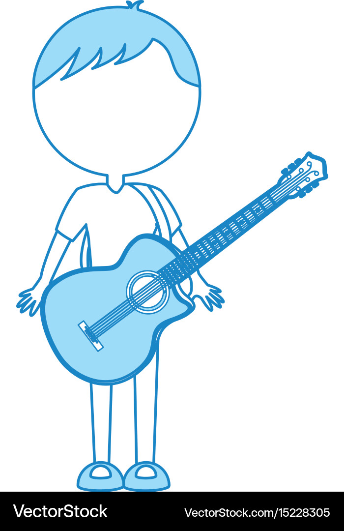 Cute blue body man cartoon Royalty Free Vector Image
