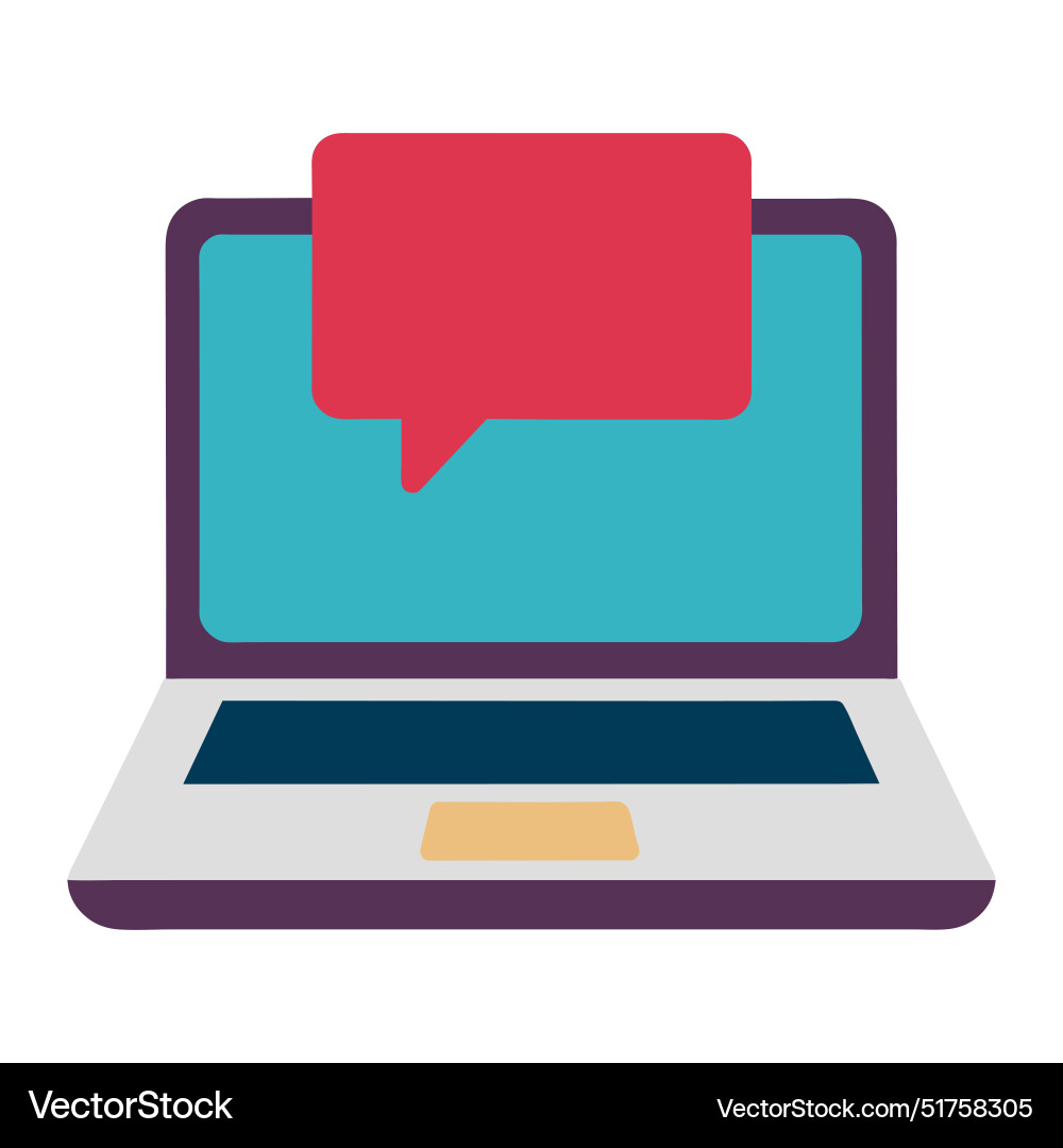 Laptop with chat flat on white background Vector Image