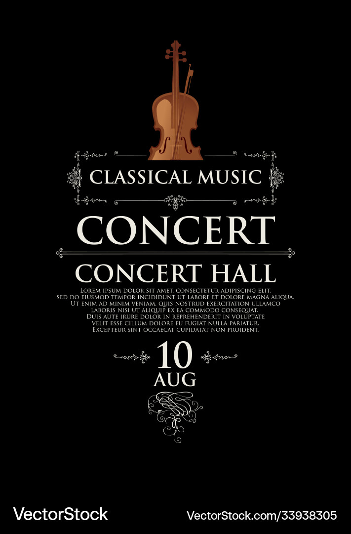 Poster for concert classical music with violin Vector Image