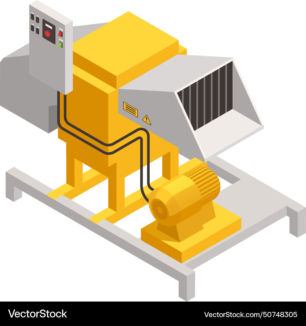 Sawmill machinery isometric composition Royalty Free Vector