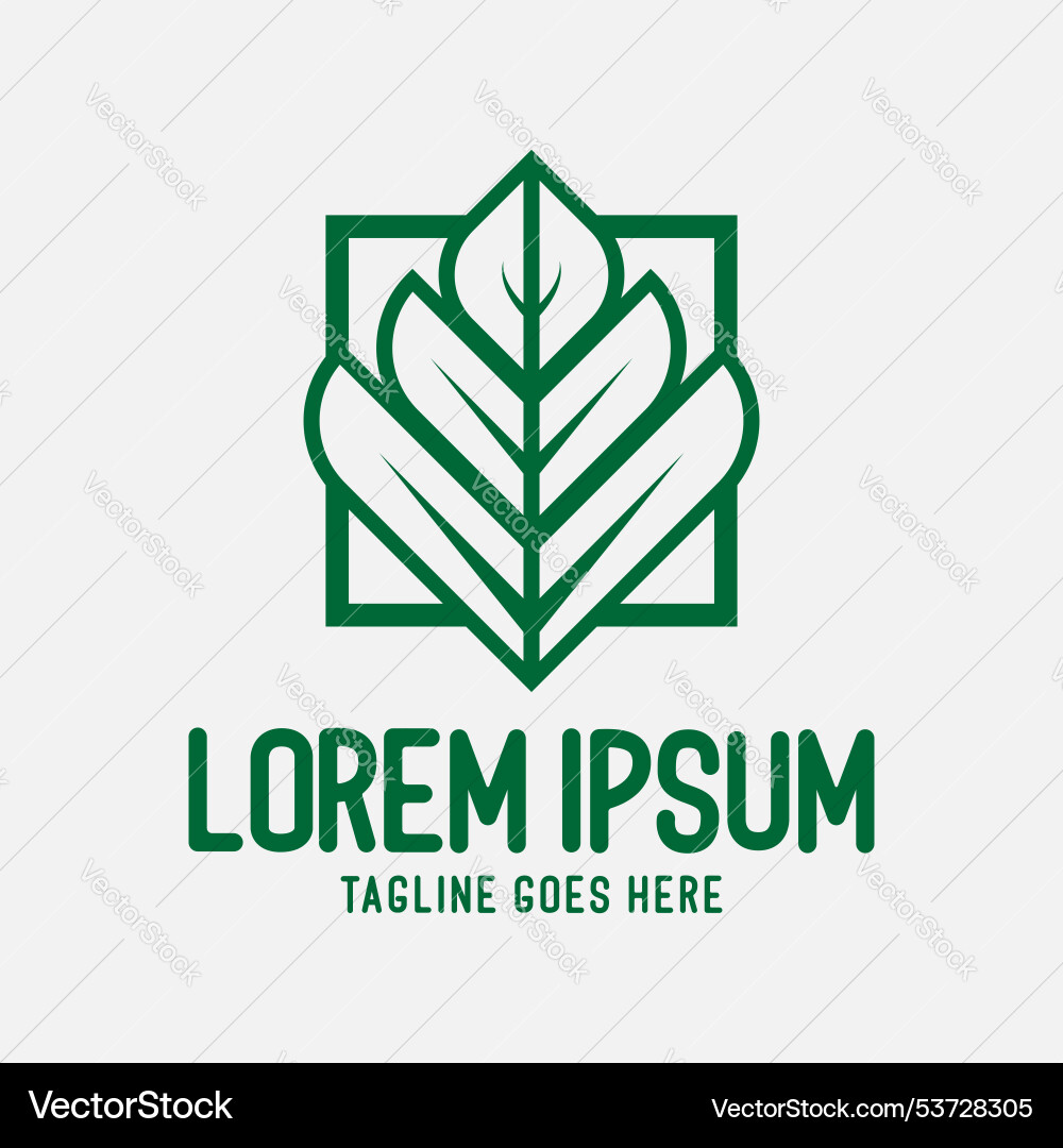 Simple minimalist geometric square green plant Vector Image