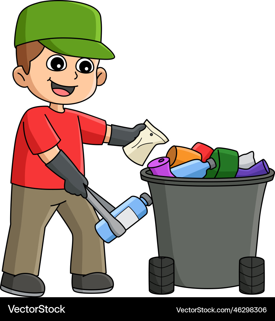 Boy picking up litter cartoon colored clipart Vector Image Boy picking up litter cartoon colored clipart Vector Image