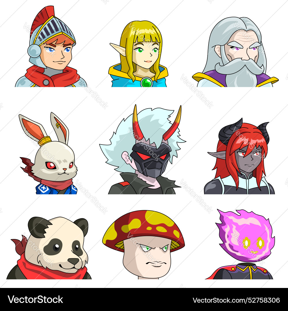 Fantasy anime avatar game character Royalty Free Vector