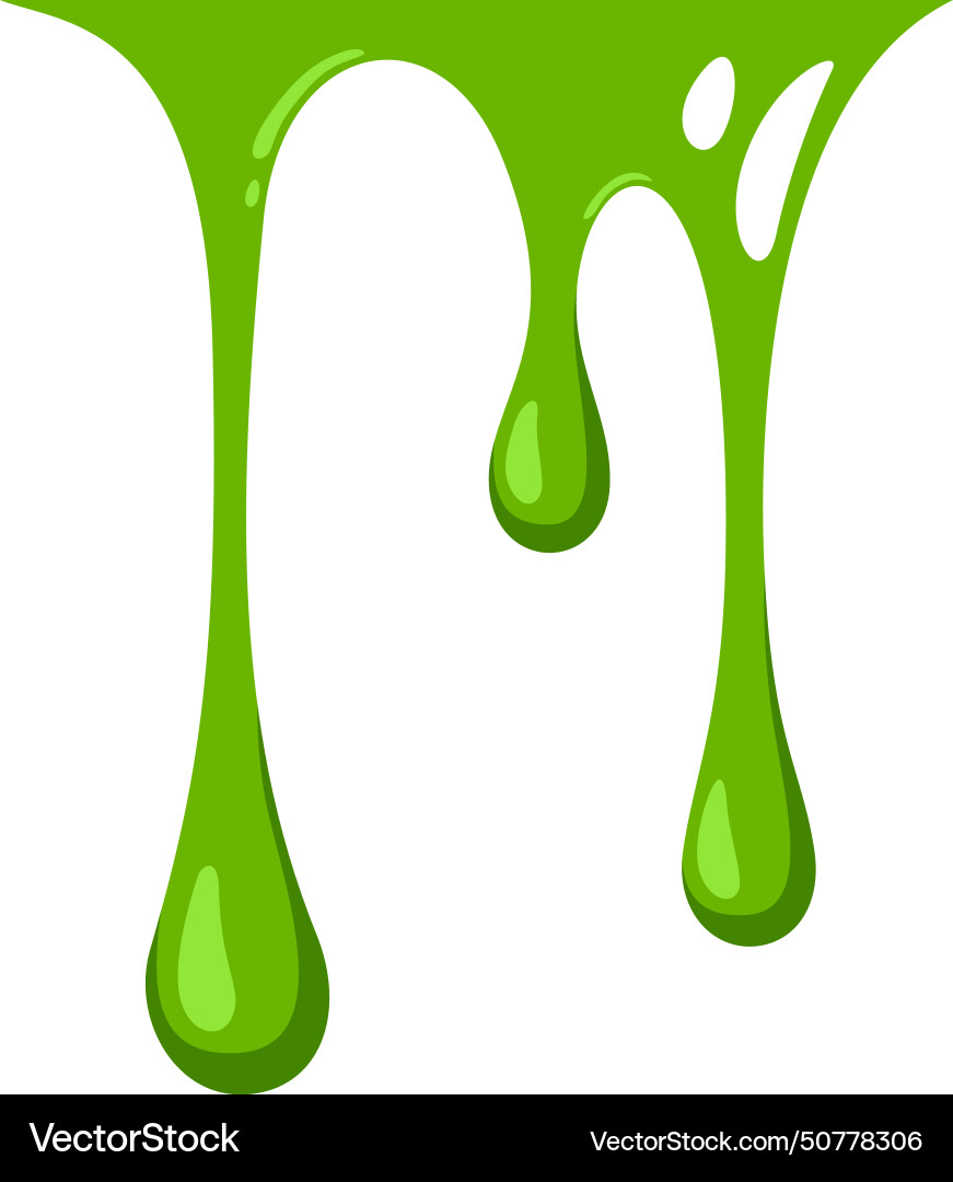 Green slime dripping border goo drops Royalty Free Vector