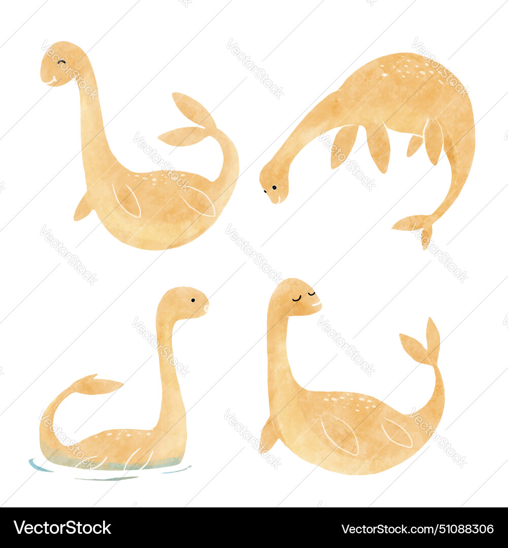 Nessie or loch ness monster cute dinosaur Vector Image