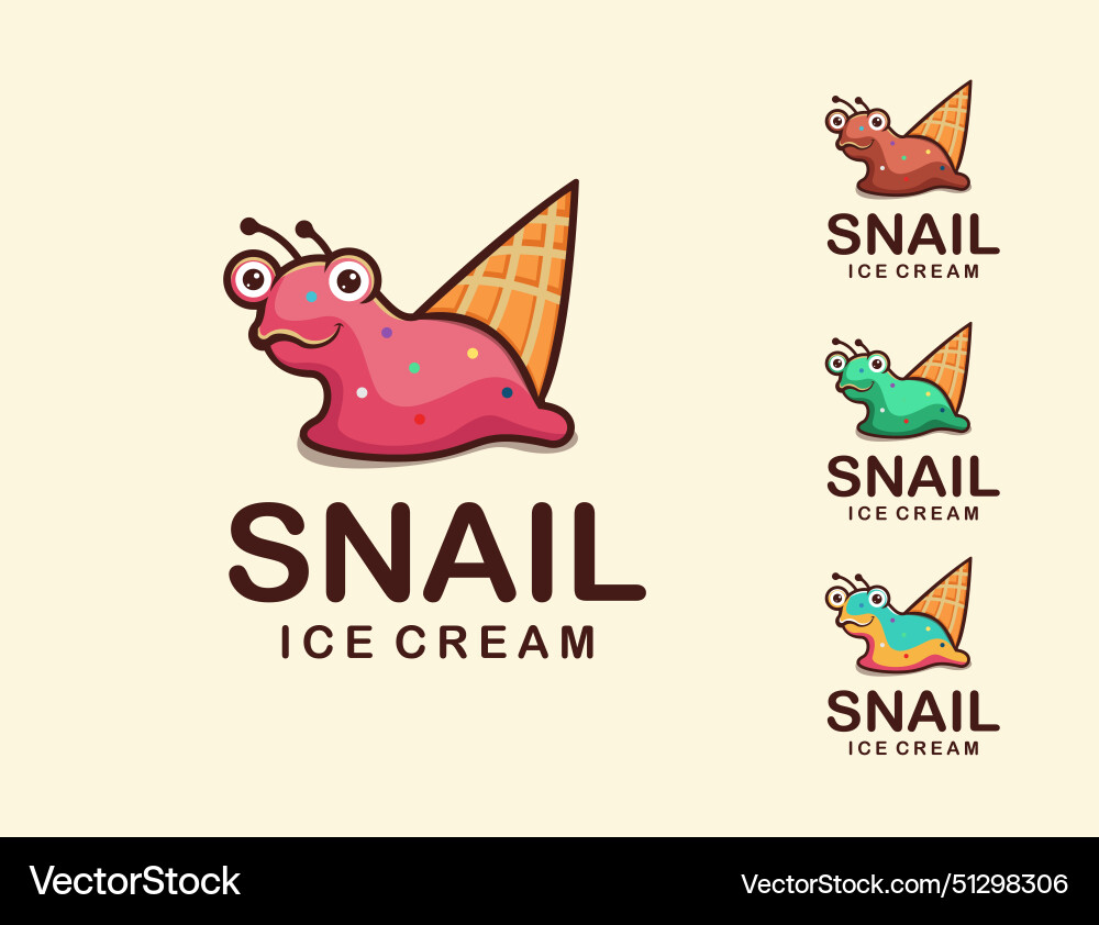 Playful snail ice cream cartoon logo Royalty Free Vector