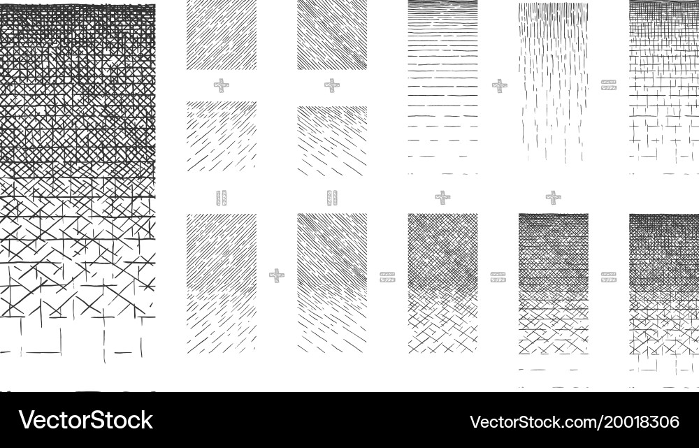 Set of hatching gradient texture Royalty Free Vector Image