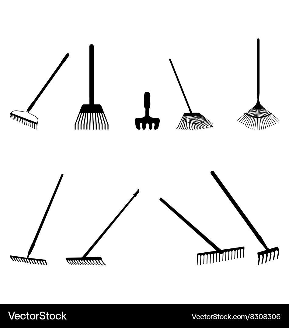 Silhouettes of rake Royalty Free Vector Image - VectorStock