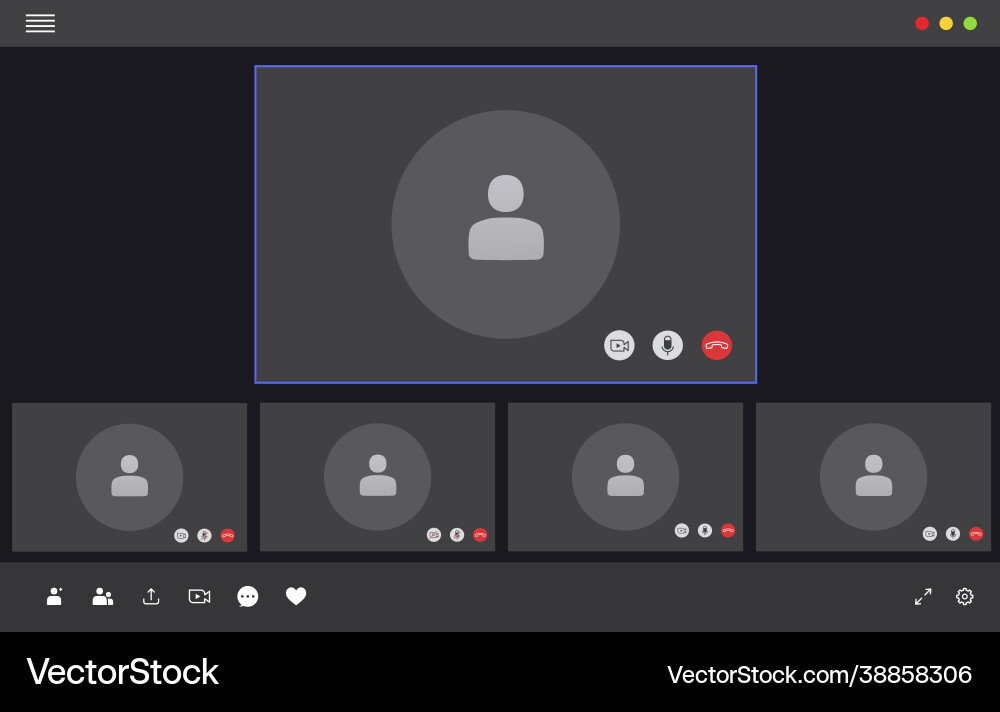Video conferencing interface user call Royalty Free Vector