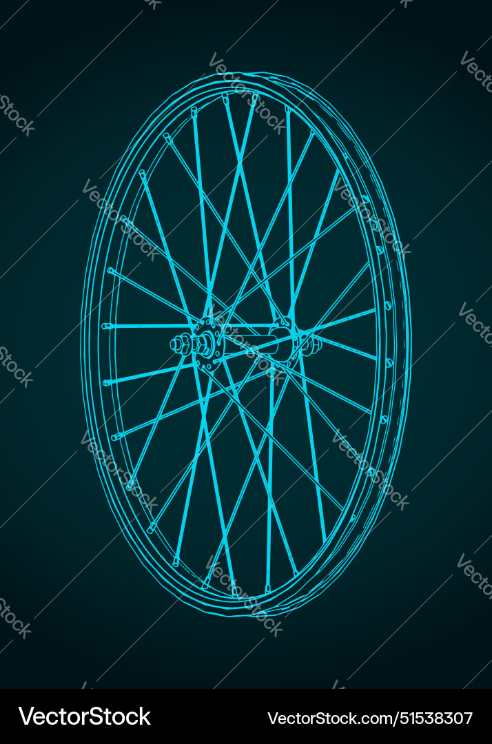 Bicycle rim isometric blueprint Royalty Free Vector Image