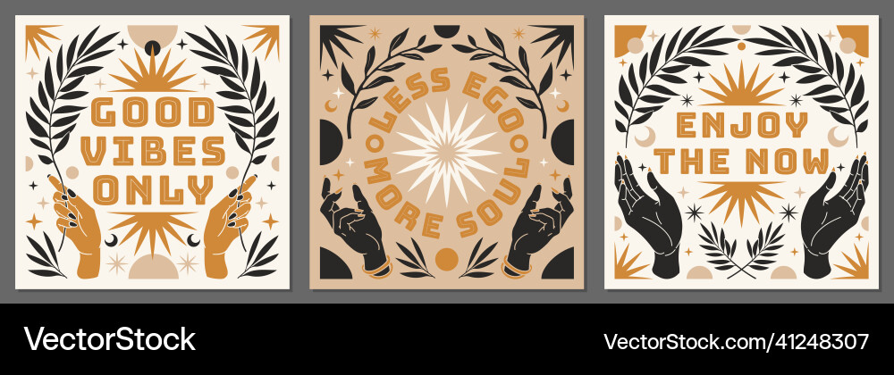 Boho mystical posters with inspirational quotes Vector Image