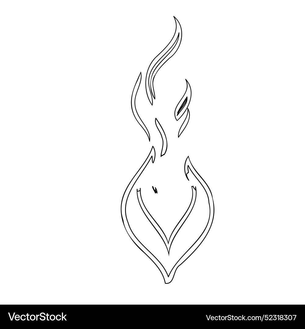 Candle flame fire heart outline sketch Royalty Free Vector