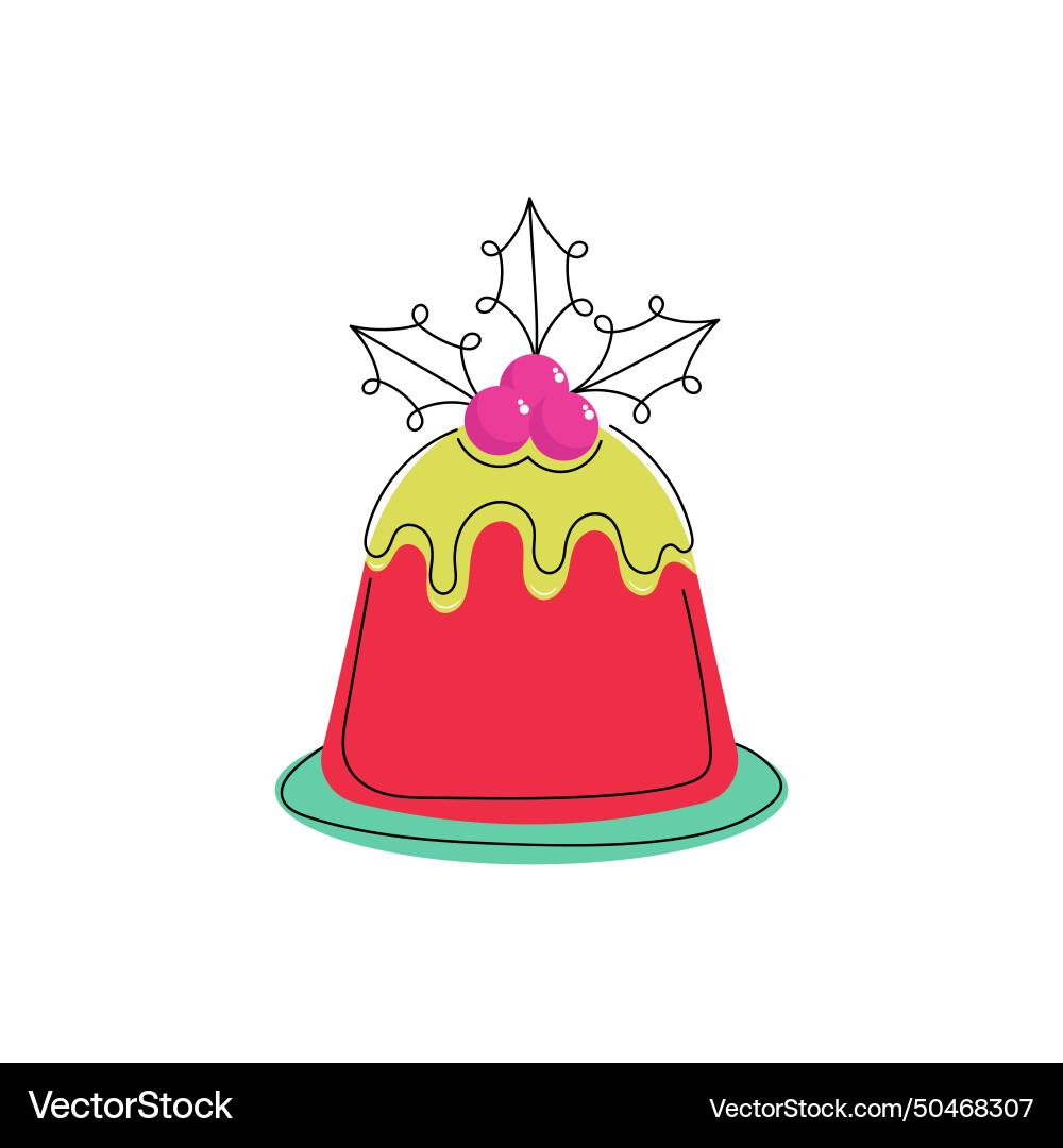 Christmas puddingdoodle merry dessert Royalty Free Vector
