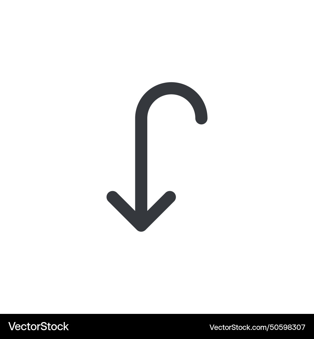 Down key icon arrow isolated on white Royalty Free Vector