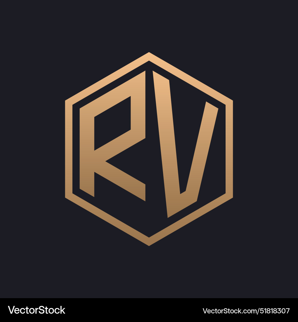 Elegant hexagon letter rv logo design initial Vector Image