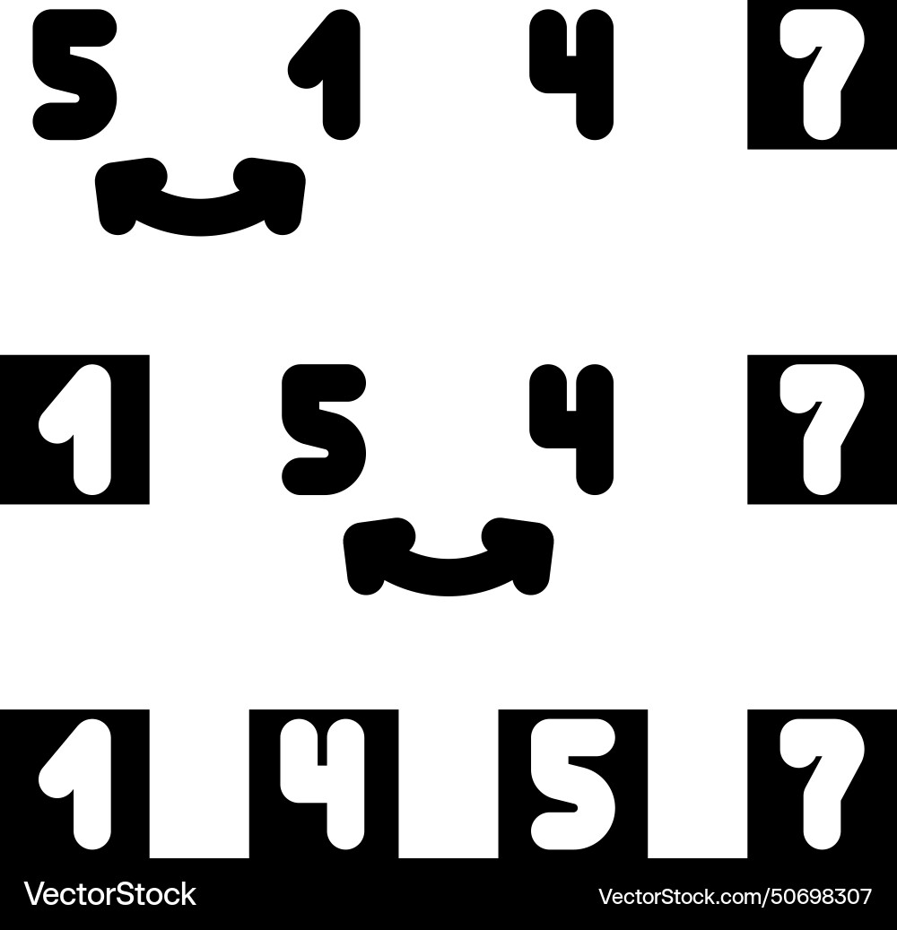 Insertion sort algorithm glyph icon Royalty Free Vector Insertion sort algorithm glyph icon Royalty Free Vector