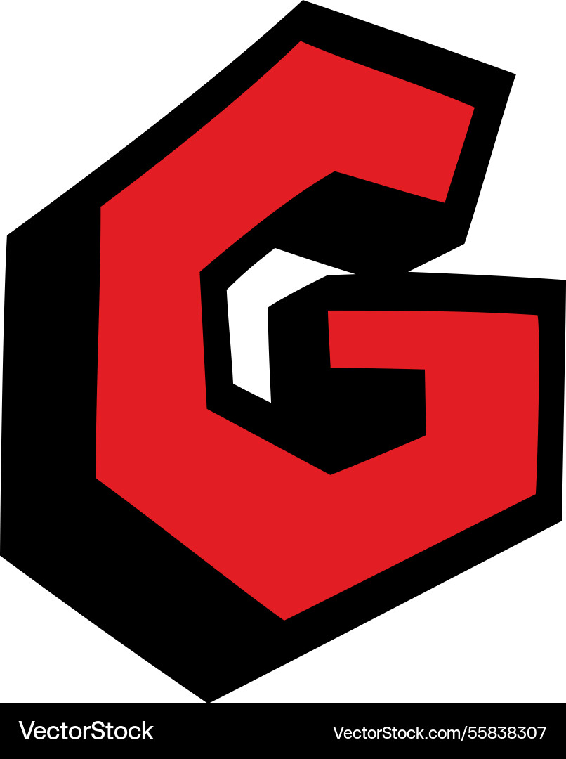 Letter g alphabet cartoon red font Royalty Free Vector Image