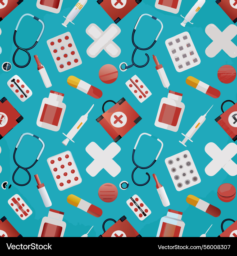 Seamless pattern of medical supplies Royalty Free Vector