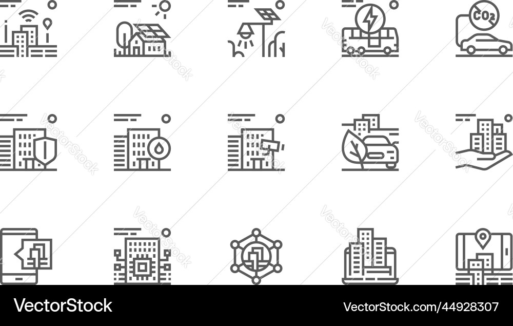 Smart city line icons set Royalty Free Vector Image
