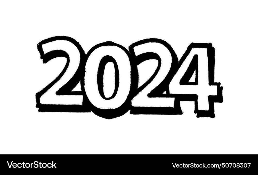 Sprayed 2024 tag gfont graffiti with overspray Vector Image