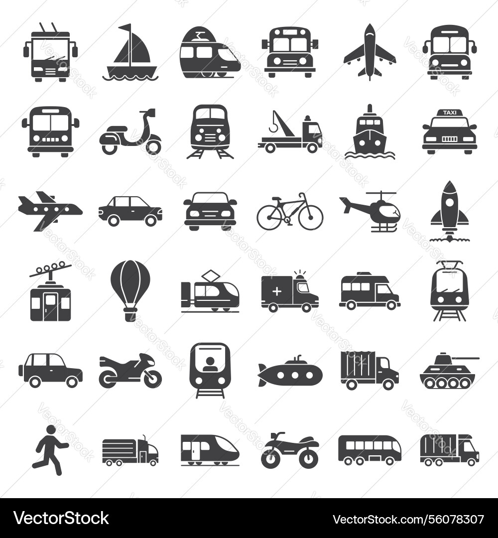 Transport icons collection set in flat style Vector Image