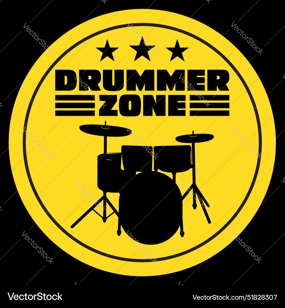 Warning instrumentalist drummer zone musician art Vector Image
