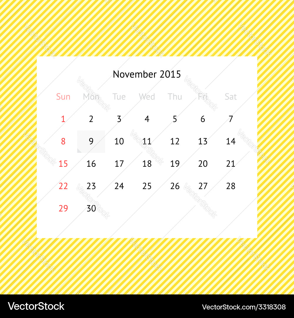 Calendar page for november 2015 Royalty Free Vector Image
