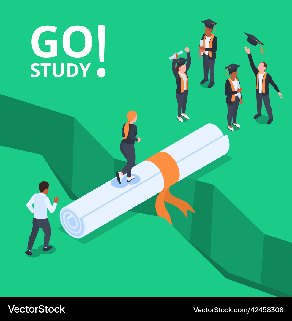 College people isometric concept Royalty Free Vector Image
