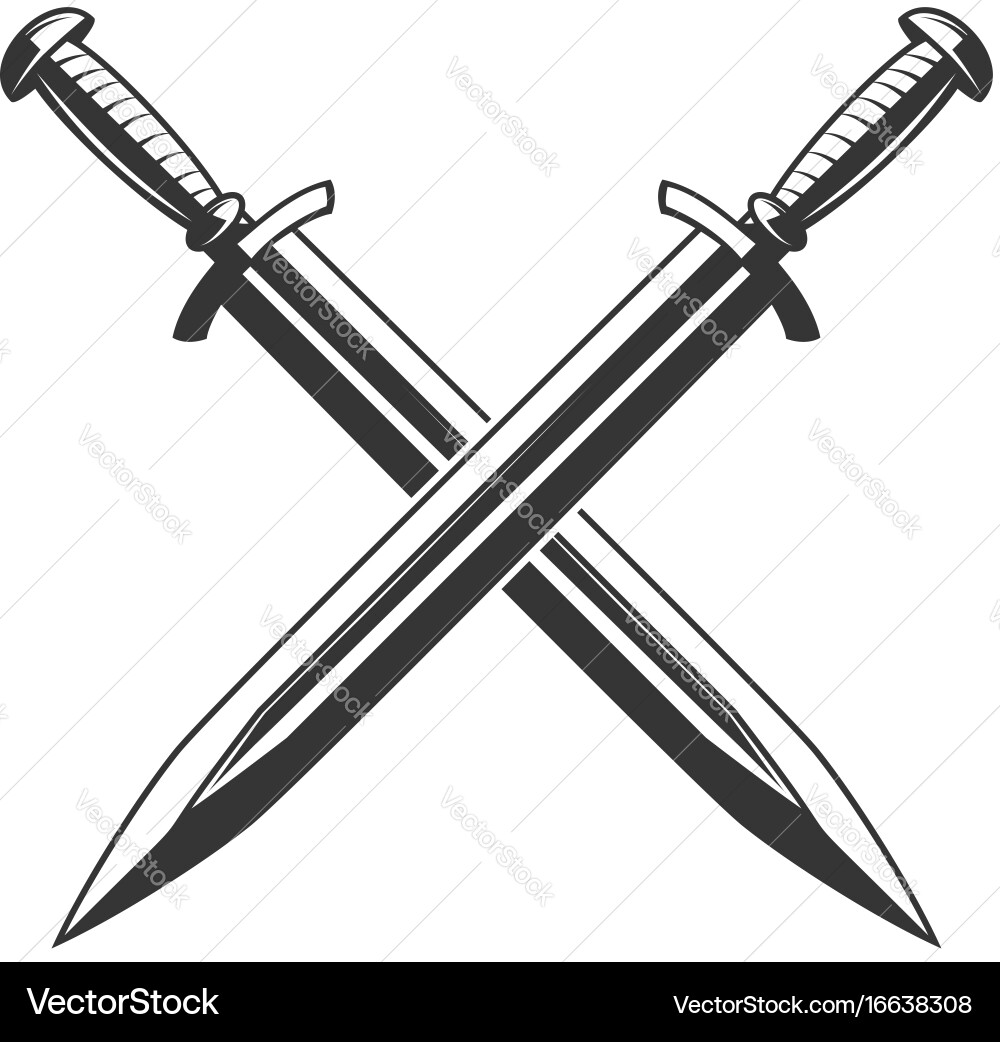 Crossed swords isolated on white background Vector Image