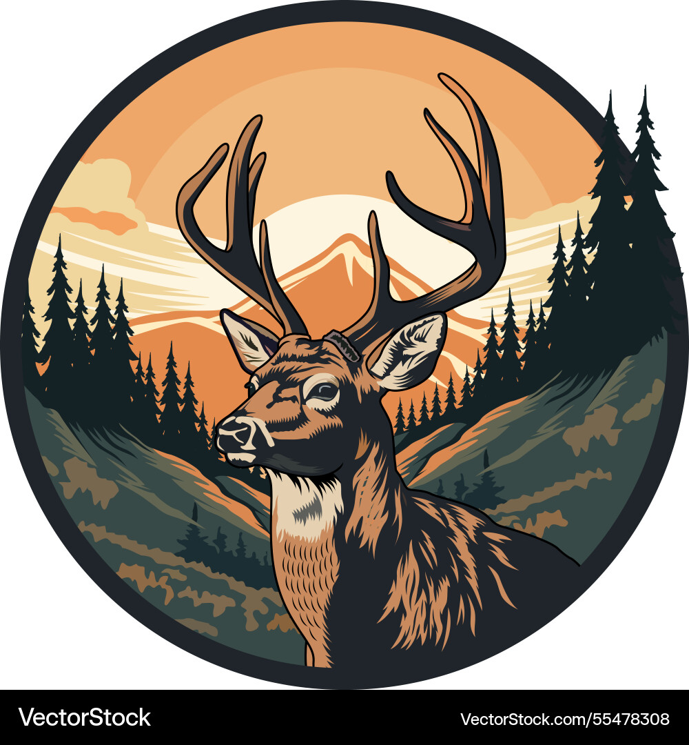 Deer hunting logo image t shir Royalty Free Vector Image