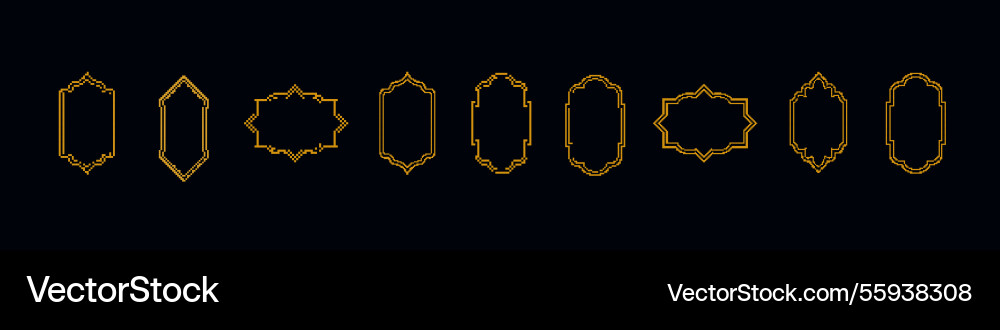 Elegant gold line art frame collection in various Vector Image