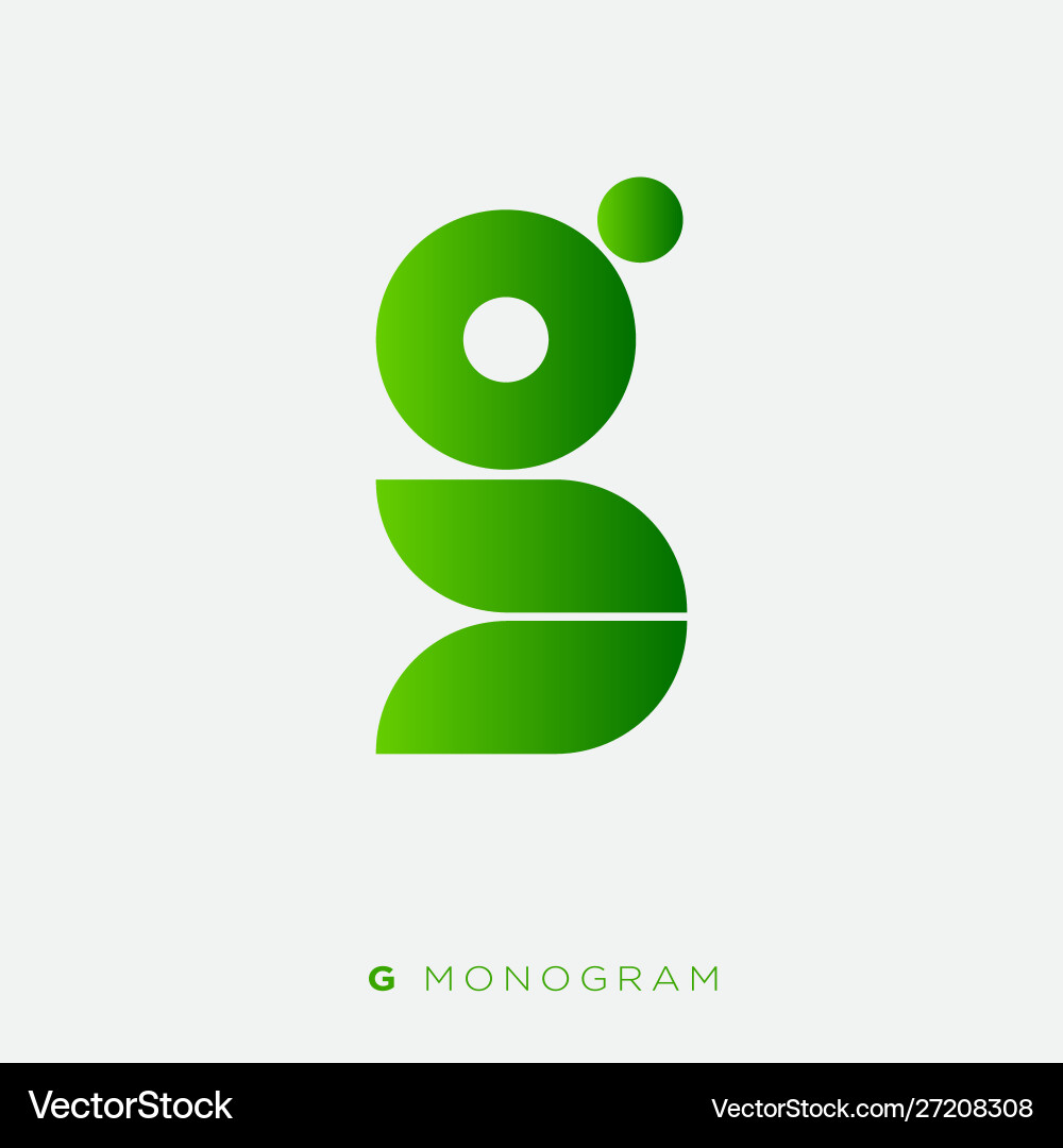 G monogram abstract logo green letter Royalty Free Vector
