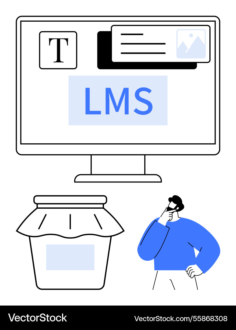 Learning management system display with user Vector Image