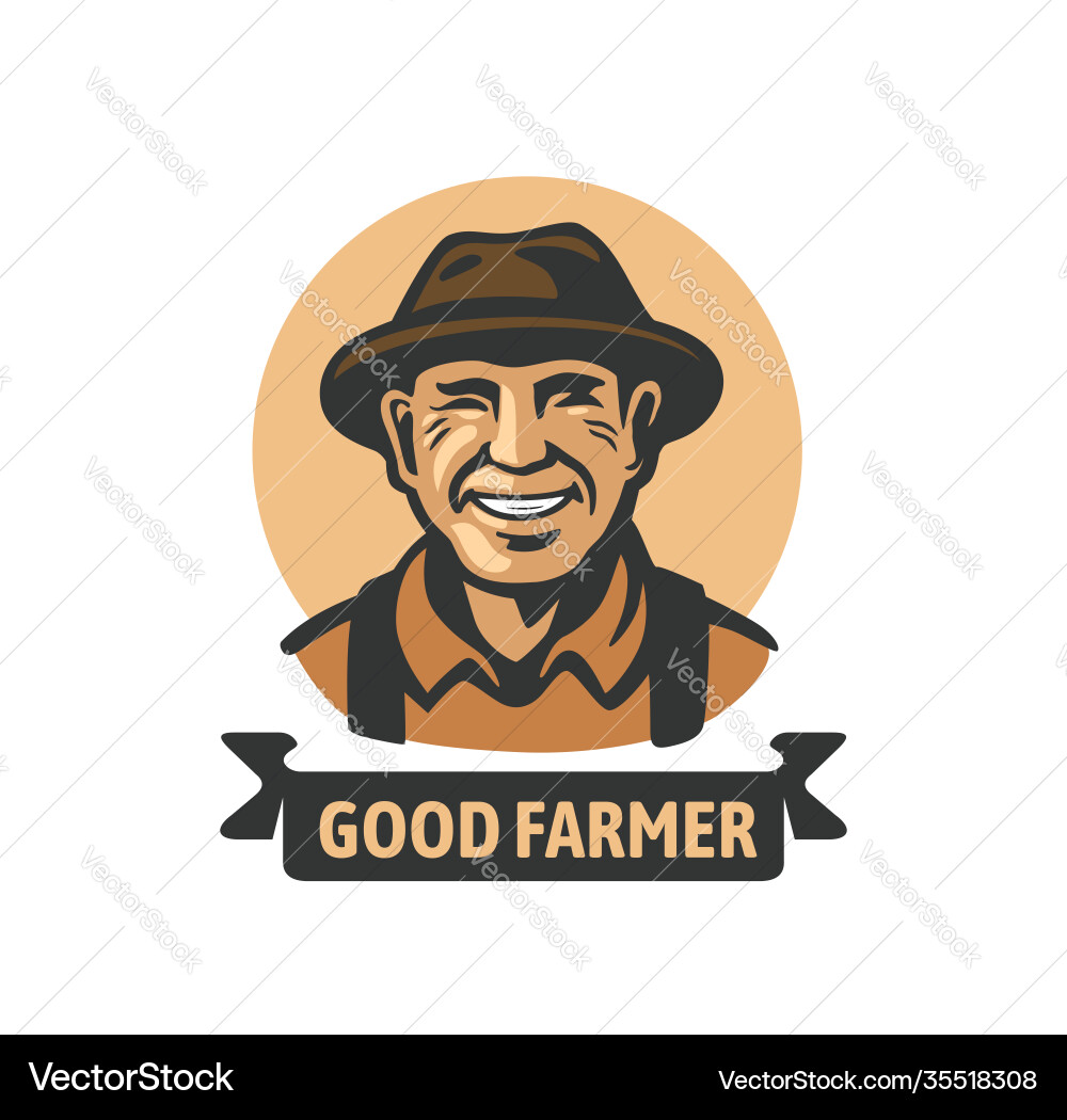 Smiling Farmer Portrait Royalty Free Vector Image