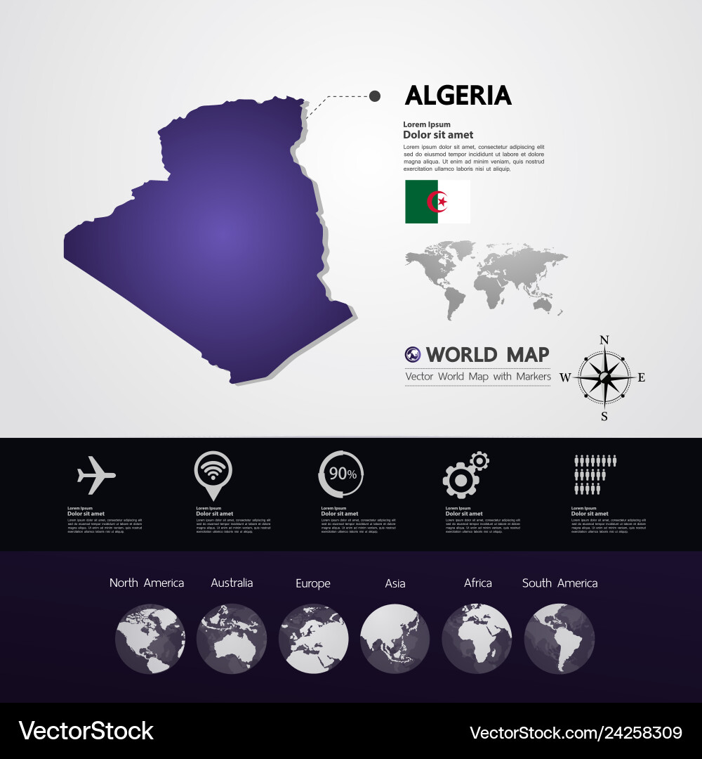 Algeria map Royalty Free Vector Image - VectorStock