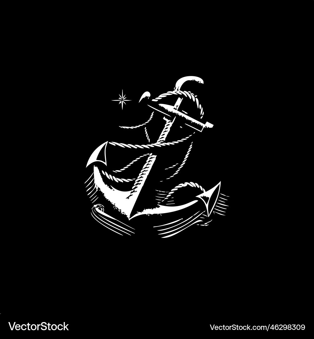 Anchor dotwork tattoo with dots shading depth Vector Image