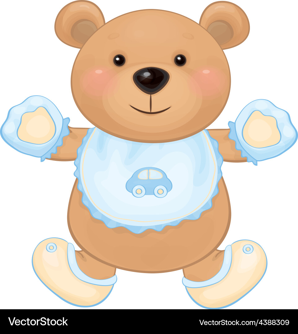 Cute Baby Bear Boy with Teddy Bear Royalty Free Vector Image