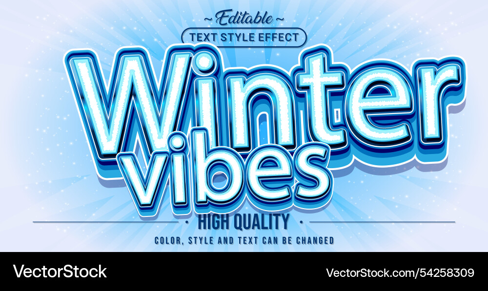 Editable text style effect - winter vibes Vector Image