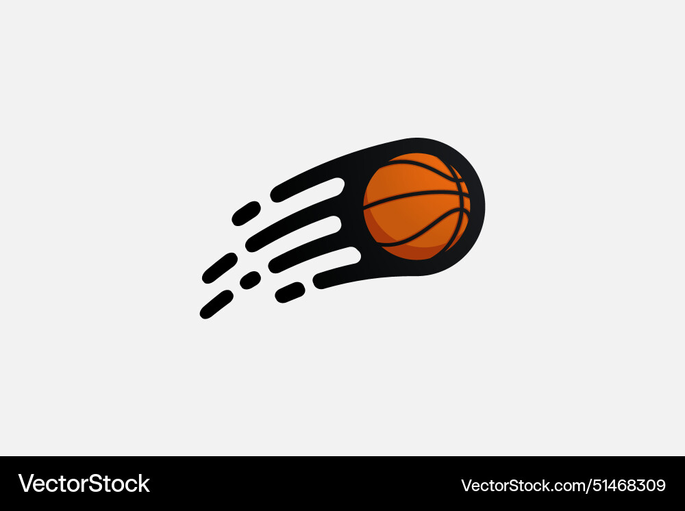 Flying basketball graphic with motion effect Vector Image