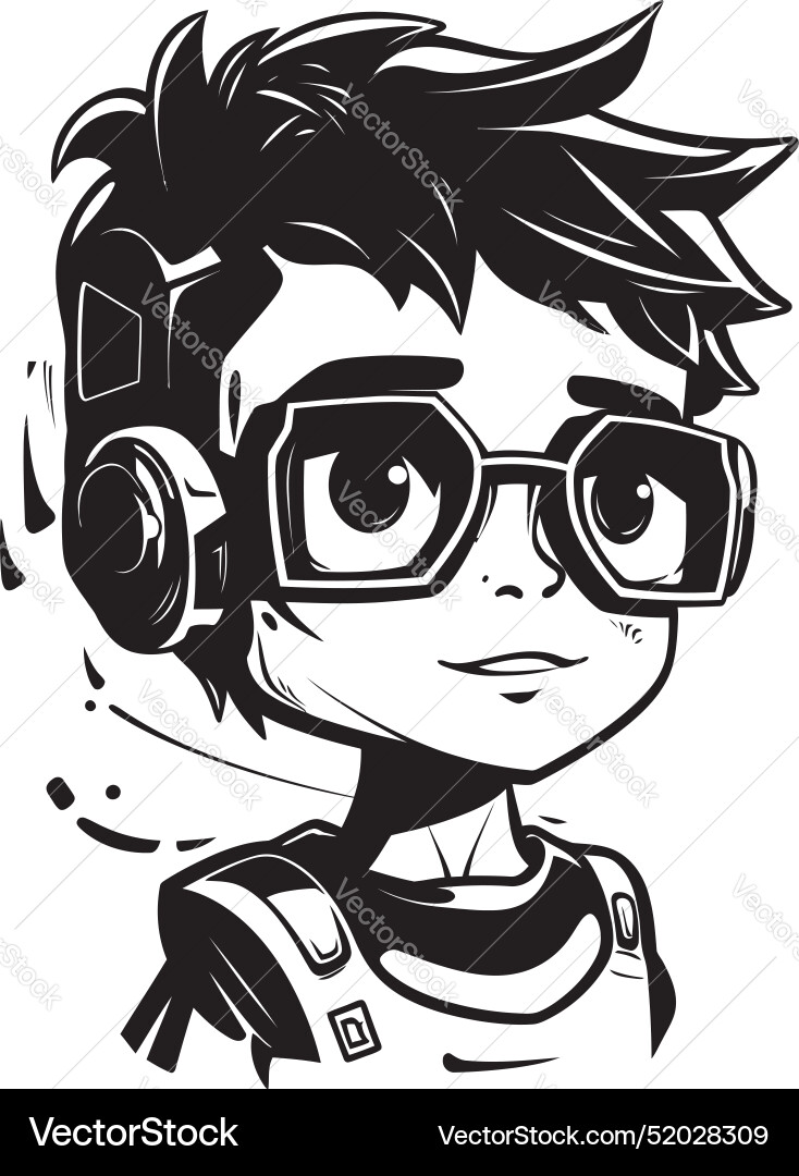 Future tech prodigy junior cyber kid emblem Vector Image