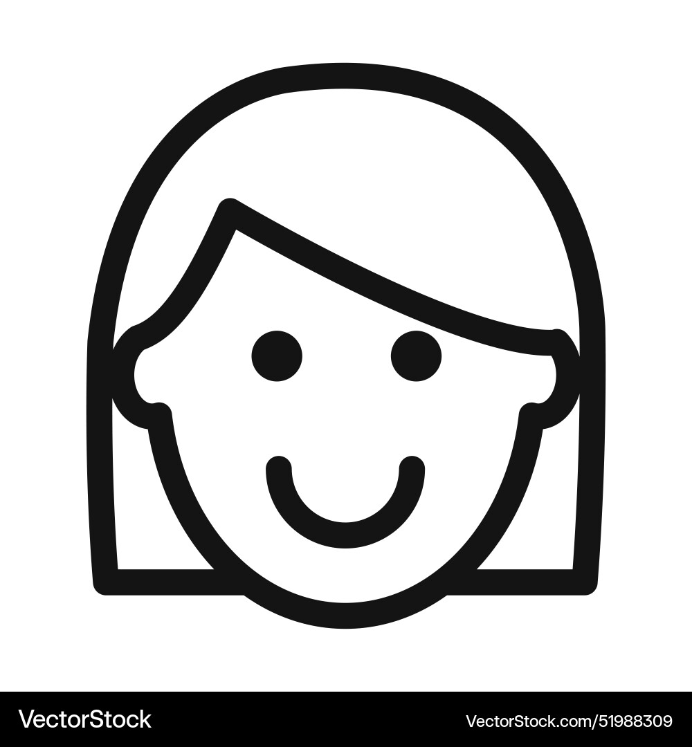 Happy Girl Face Icon Mark In Filled Style Vector Image