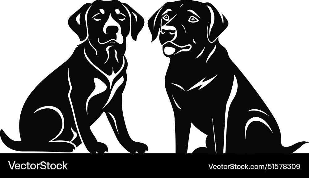 Labrador retriever silhouette line art template Vector Image
