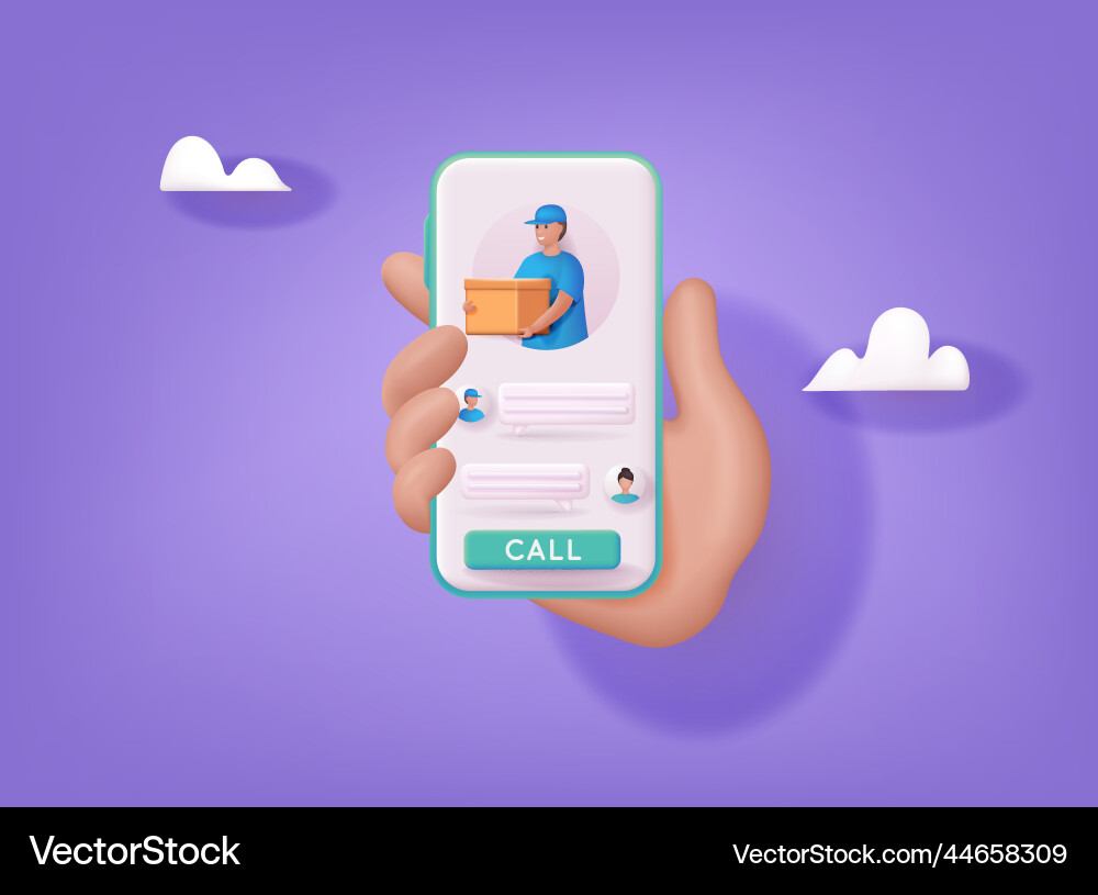 Phone with delivery app service man Royalty Free Vector