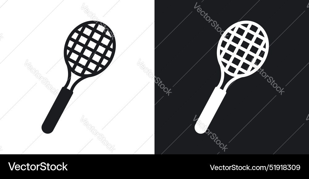 Racquet icon set in solid black and white color Vector Image