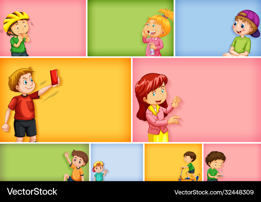 Set different kid characters Royalty Free Vector Image