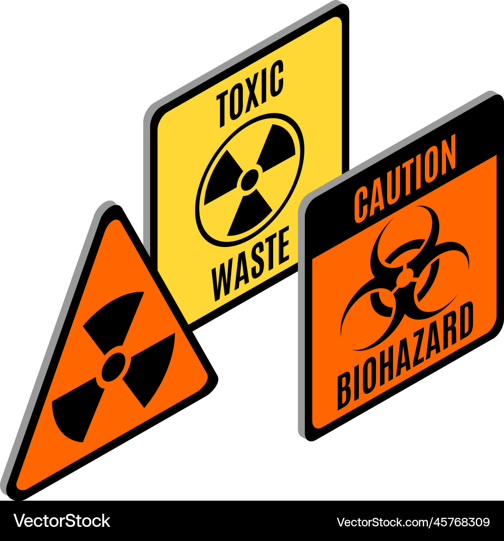 Toxic waste signboards composition Royalty Free Vector Image