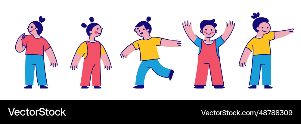 With simple flat characters - happy smiling kids Vector Image