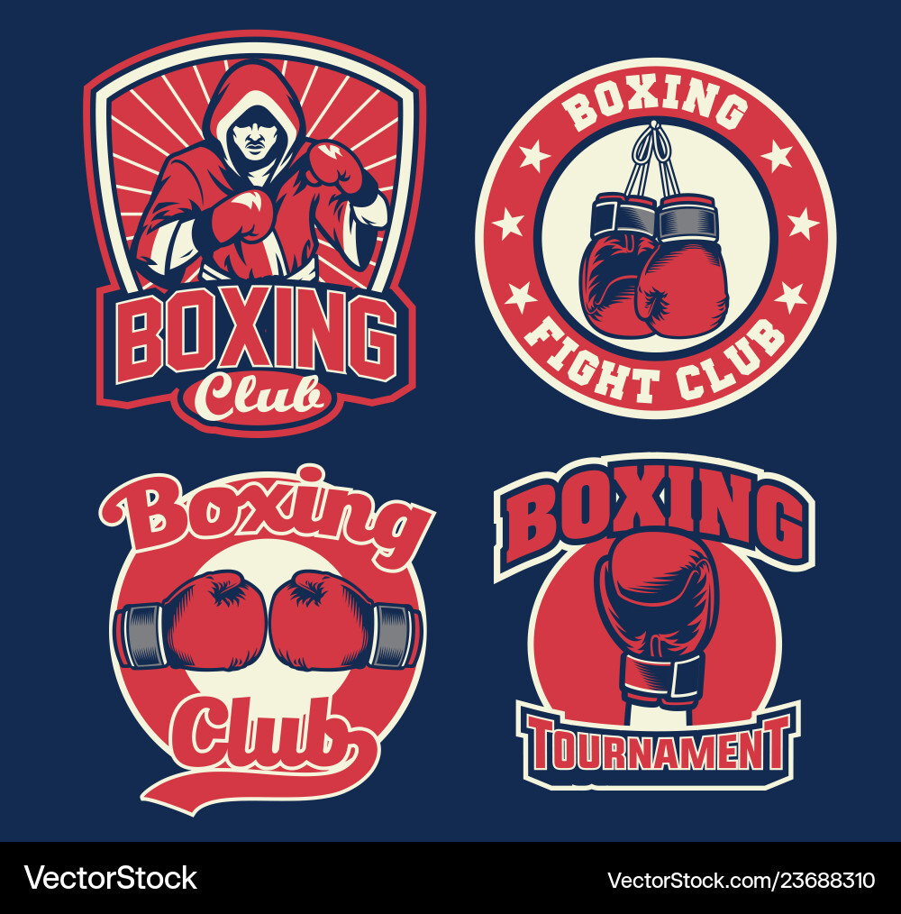 Boxing Badge Set - Combat Art Royalty Free Vector Image